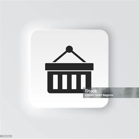 사각형 단추 아이콘 바구니입니다 단추 배너 동형 스타일에 응용 프로그램 일러스트레이션을 위한 사각형 배지 인터페이스 가방에 대한 스톡 벡터 아트 및 기타 이미지 Istock