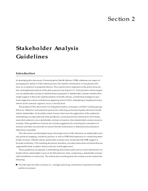 Stakeholder Analysis Guidelines Free Download