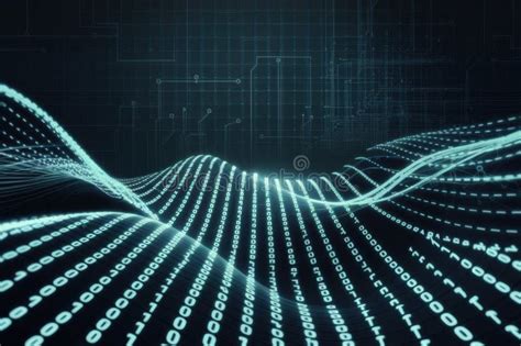 Futuristic Digital Background With Flowing Binary Code And Neon Data