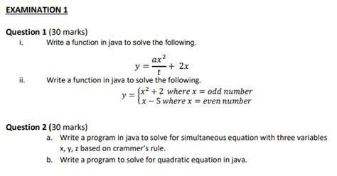 Solved Examination 1 I Question 1 30 Marks Write A
