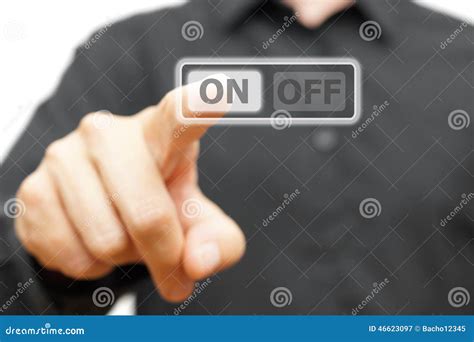 Man Hand Pressing On Button Stock Illustration Illustration Of Icon Electronic 46623097
