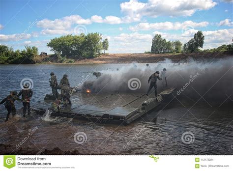 Military Engineers Cross The River Editorial Stock Image Image Of
