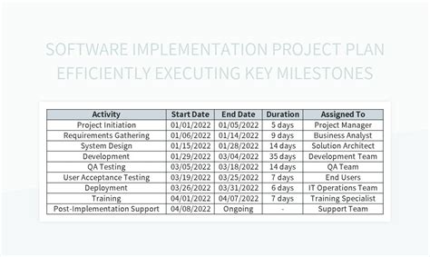 Software Implementation Project Plan Efficiently Executing Key