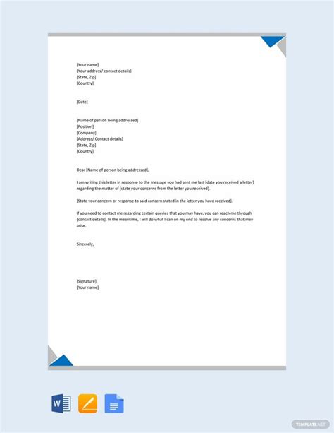 Free Response Letter Template Ad