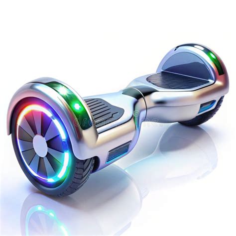 Floating Glowing Hoverboard With Rotating Wheels Stock Illustration
