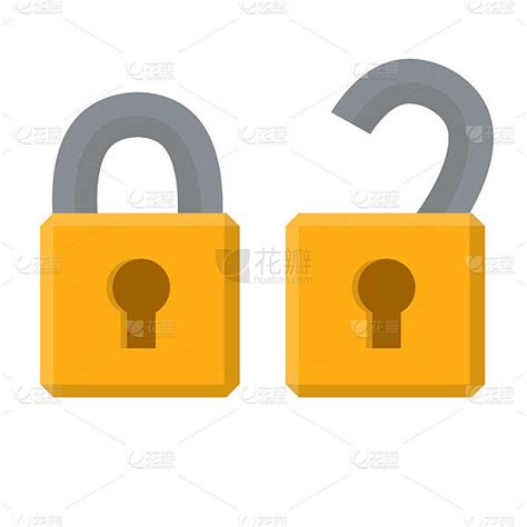 打开和关闭锁。金属物体。保护和安全。块和解锁。卡通平面插图。元素的门。锁眼