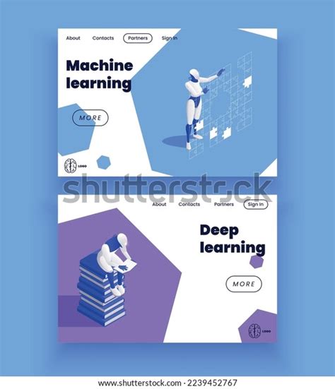 Machine Learning Deep Learning Isometric Set Stock Vector Royalty Free