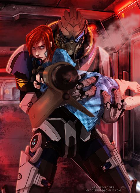 Artstation Commission Rescuing Shep Mad Bee Mass Effect Art