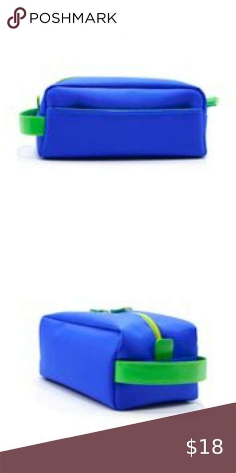 Bright Blue Dopp Bag With Neon Green Accents Dopp Bag Green Accents