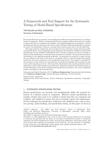 Pdf A Framework And Tool Support For The Systematic Testing Of Model Based Specifications