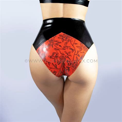 latex diamond floral briefs tight side latex