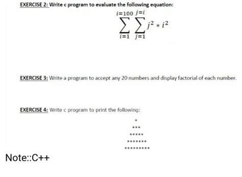 solved exercise 2 write c program to evaluate the following