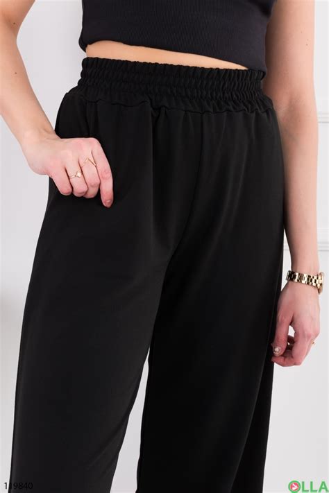 Жіночі чорні спортивні брюки палацо И 009 купити недорого в інтернет