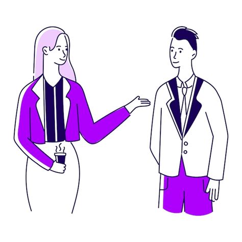 Chica Hablando Con Un Chico Vector Premium