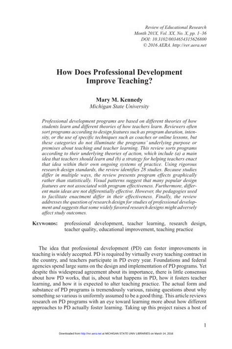 Pdf How Does Professional Development Improve Teachingmkennedy Publications Docs Teacher