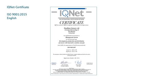 Truedyne Iqnet Management System Certicate En Truedyne Sensors Ag