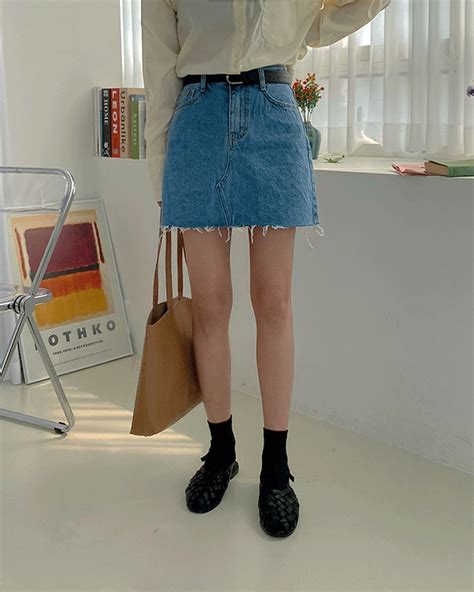 리앙 미니 데님 스커트 에이블리