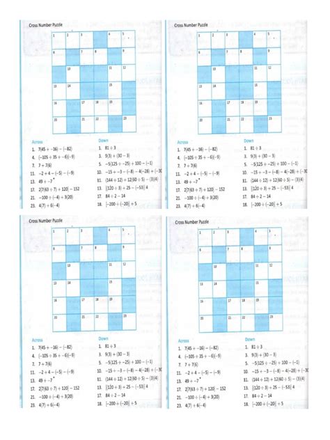 Cross Number Puzzle Pdf