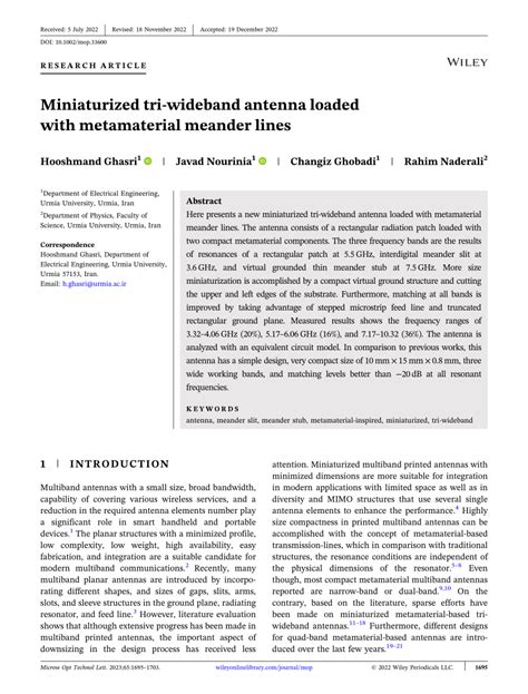 Miniaturized Tri‐wideband Antenna Loaded With Metamaterial Meander