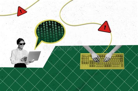 Collage Template Image Of Criminal Hacker Working On Laptop For Hacking Steal User Information