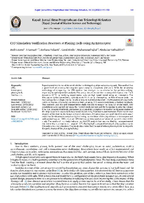 Pdf Cfd Simulation Verification Processes At Planing Hulls Using An Interceptor