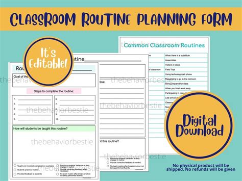 Editable Classroom Routine Planning Form Classroom Routine Etsy In Editable Classroom Routine Planning Form Classroom Routine Etsy In