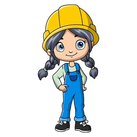 Premium Vector Girl Cartoon Wearing Costume Engineering