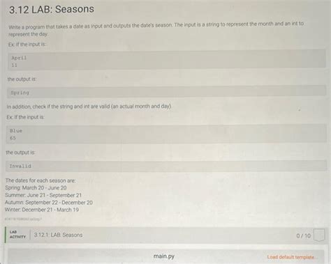 Solved 312 Lab Seasons Write A Program That Takes A Date