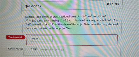 Solved Question 170 1 ﻿ptsa Circular Loop Of Wire Of