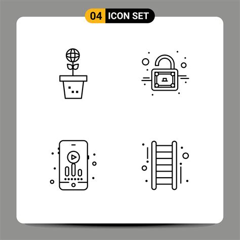 Universal Icon Symbols Group Of 4 Modern Filledline Flat Colors Of Eco Hobbies Nature Padlock