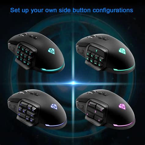 Rocketek USB RGB Проводная игровая мышь 24000 dpi 16 кнопок лазерная ...