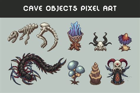 Free Top Down Pixel Art Cave Objects By Free Game Assets Gui Sprite Tilesets