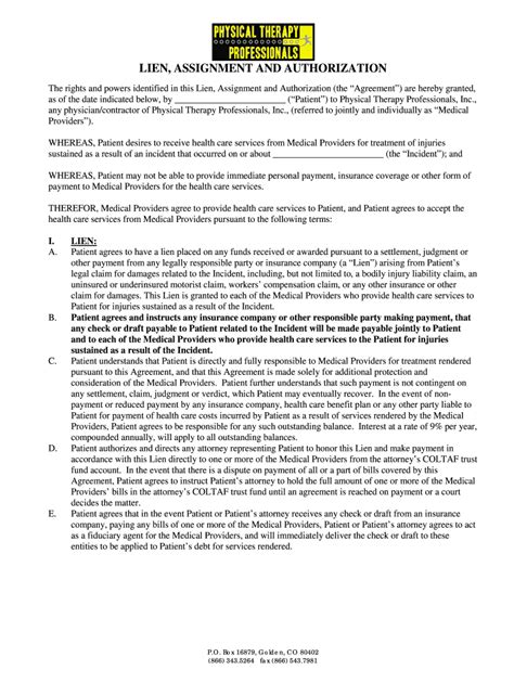 Fillable Online Lien Assignment And Authorization Fax Email Print