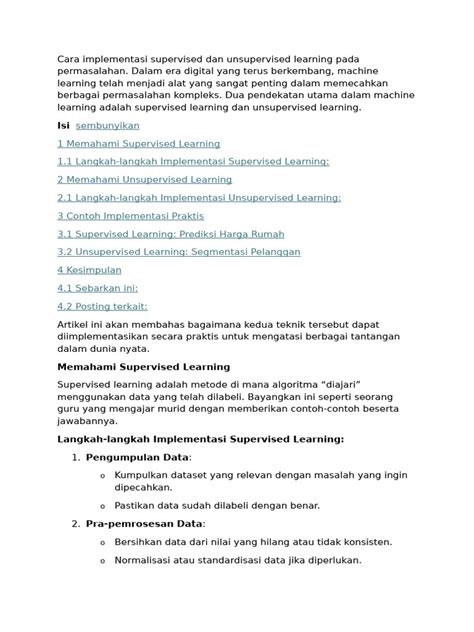 Cara Implementasi Supervised Dan Unsupervised Learning Pdf