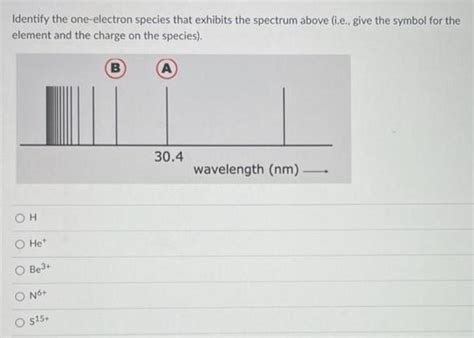 Answered Identify The One Electron Species That Exhibits The Spectrum