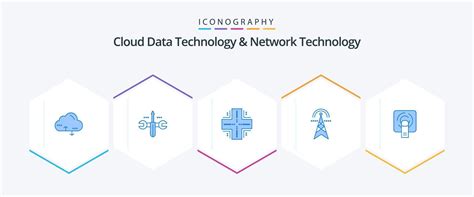 Cloud Data Technology And Network Technology 25 Blue Icon Pack