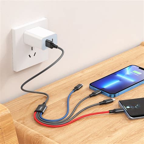 Купить Кабель 4в1 Lightning Lightning Micro Usb Type C 4 In 1 Hoco Combo X76 1м Черный цена