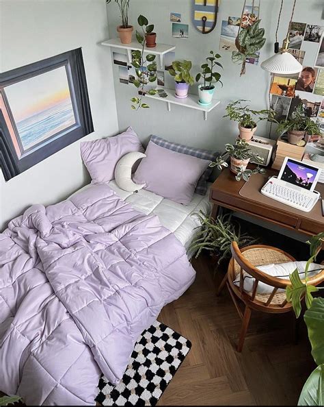 Purple Dorm Room With Aesthetic Decor