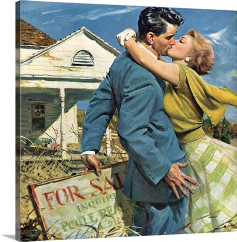 Woman Kissing Man Vintage Karten Schnappschuss Moderner Retro