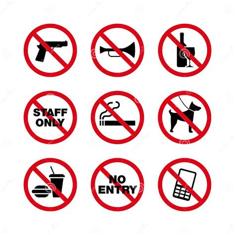 Prohibition Sign Vector Set Stock Vector Illustration Of Prohibit