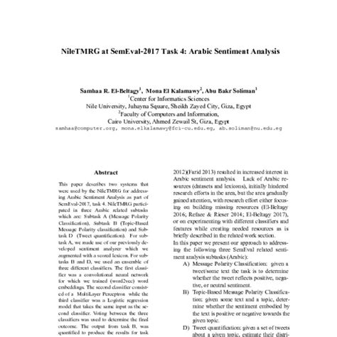 Niletmrg At Semeval 2017 Task 4 Arabic Sentiment Analysis Acl Anthology