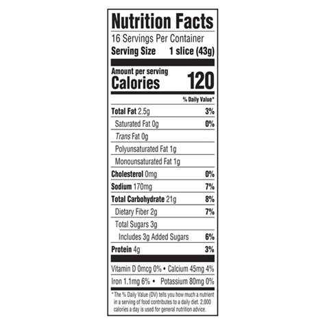 Whole Grain Oatnut Bread Nutrition At Amanda Barbour Blog