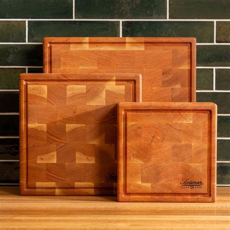 Cherry End Grain Square Butcher Block With Juice Groove Scotsman Usa