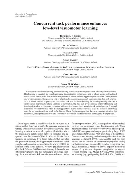 Pdf Concurrent Task Performance Enhances Low Level Visuomotor Learning