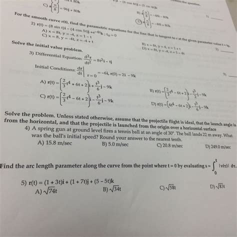 Solved For The Smooth Curve R T Find The Parametric