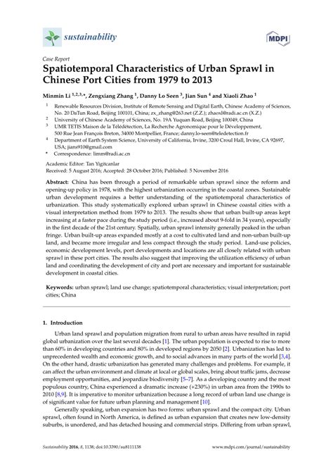 Pdf Spatiotemporal Characteristics Of Urban Sprawl In Chinese Port