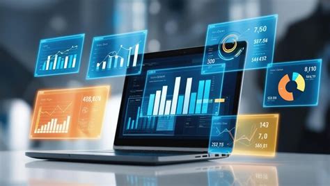 A Laptop Computer With A Screen Displaying Various Charts And Graphs Representing Data Analysis