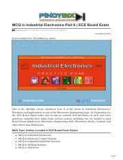 Part 6 ECE Board Exam Pdf MCQ In Industrial Electronics Part 6 ECE Board Course Hero