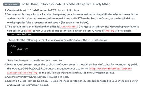 Important Note For The Ubuntu Instance You Do NOT Chegg Com