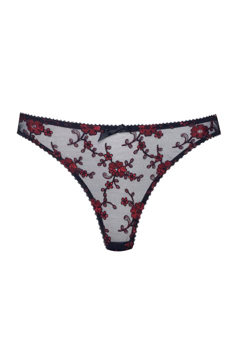 String Cathy Tulle Brodé Rouge